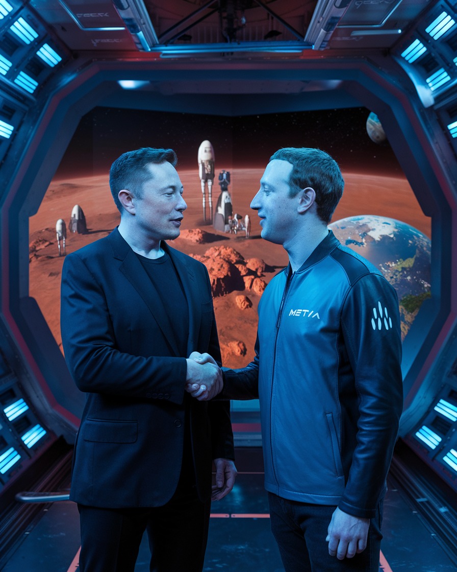 Elon Musk and Mark Zuckerberg: A Historic Handshake in Orbit - Senhora